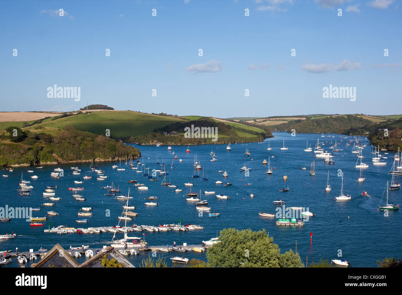 View over Salcombe, Salcombe Estuary, South Devon, England, United ...