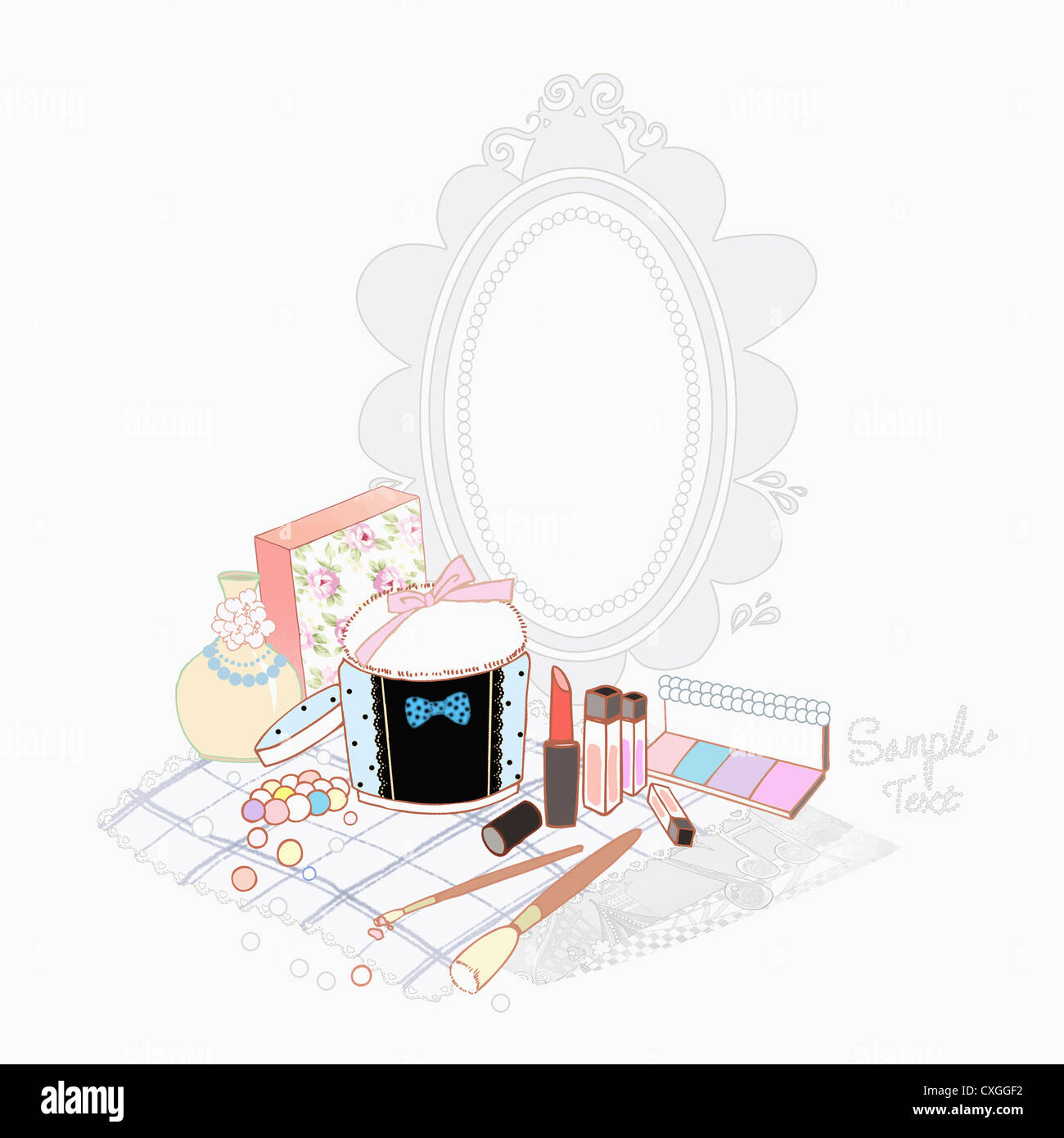cosmetics and makeup tool background Stock Photo - Alamy