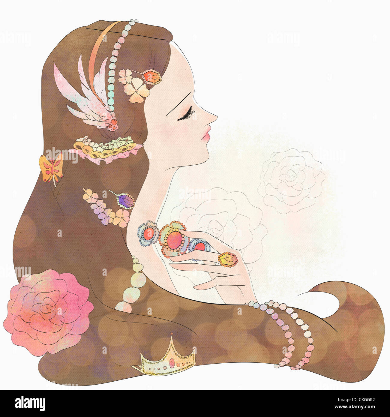 woman combing her hair Stock Photo - Alamy