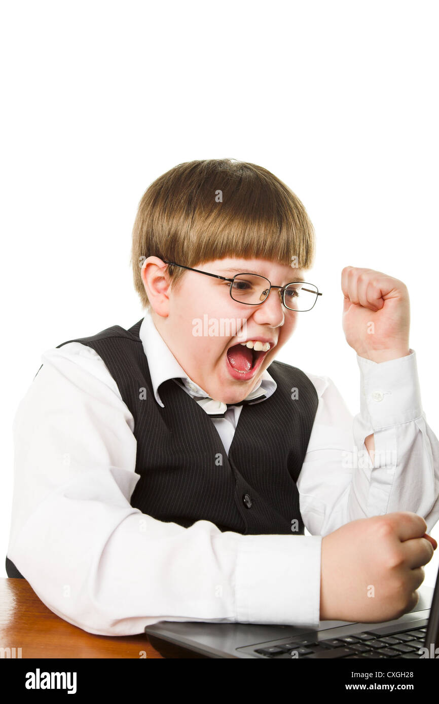 boy with computer Stock Photo - Alamy