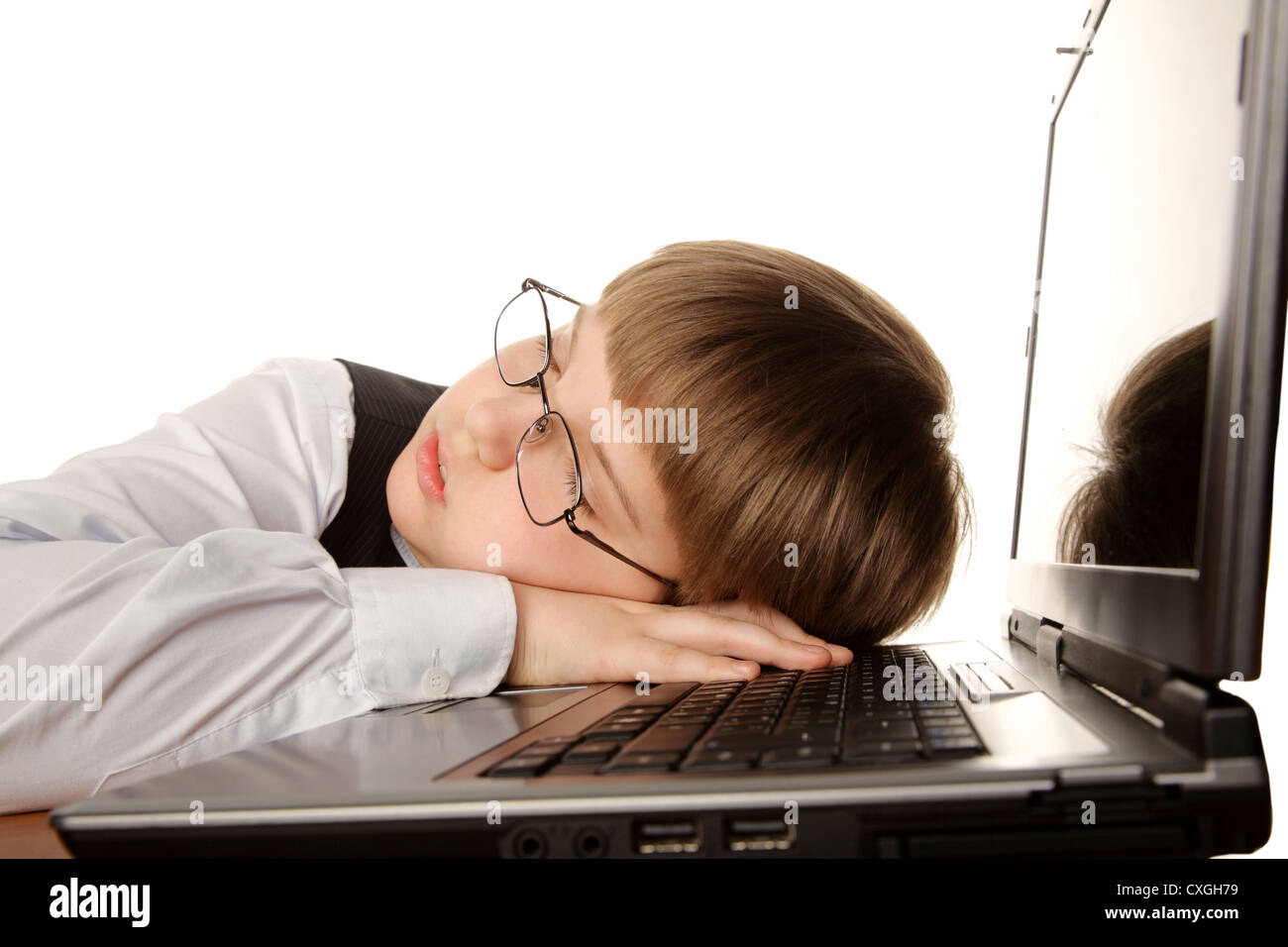 boy with computer Stock Photo - Alamy
