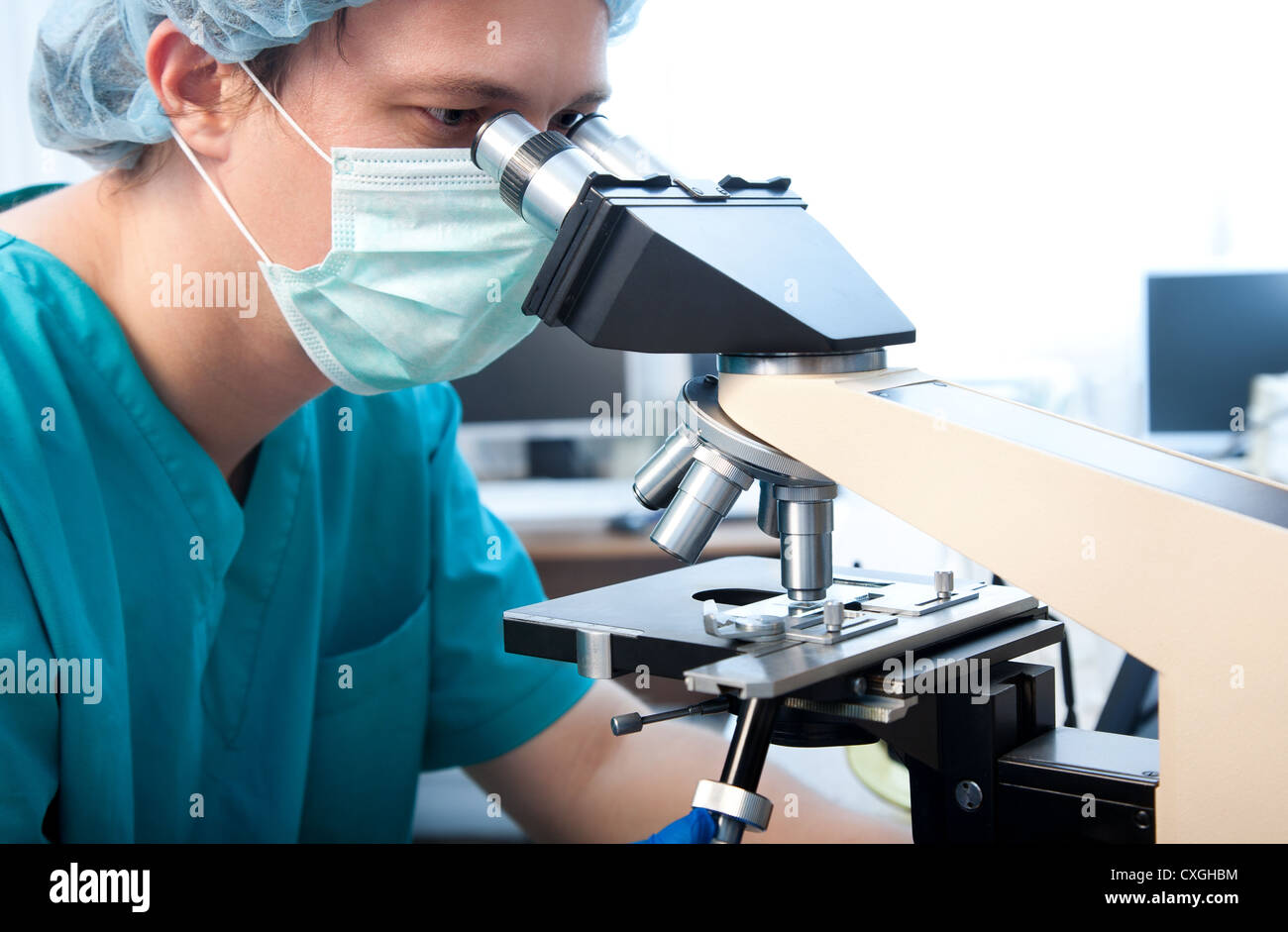 researcher with microscope Stock Photo - Alamy