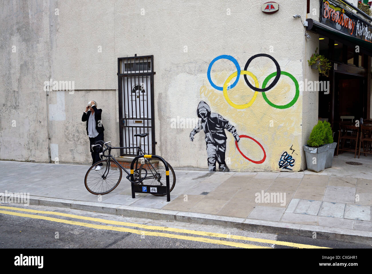 olympics street art hackney london uk Stock Photo - Alamy