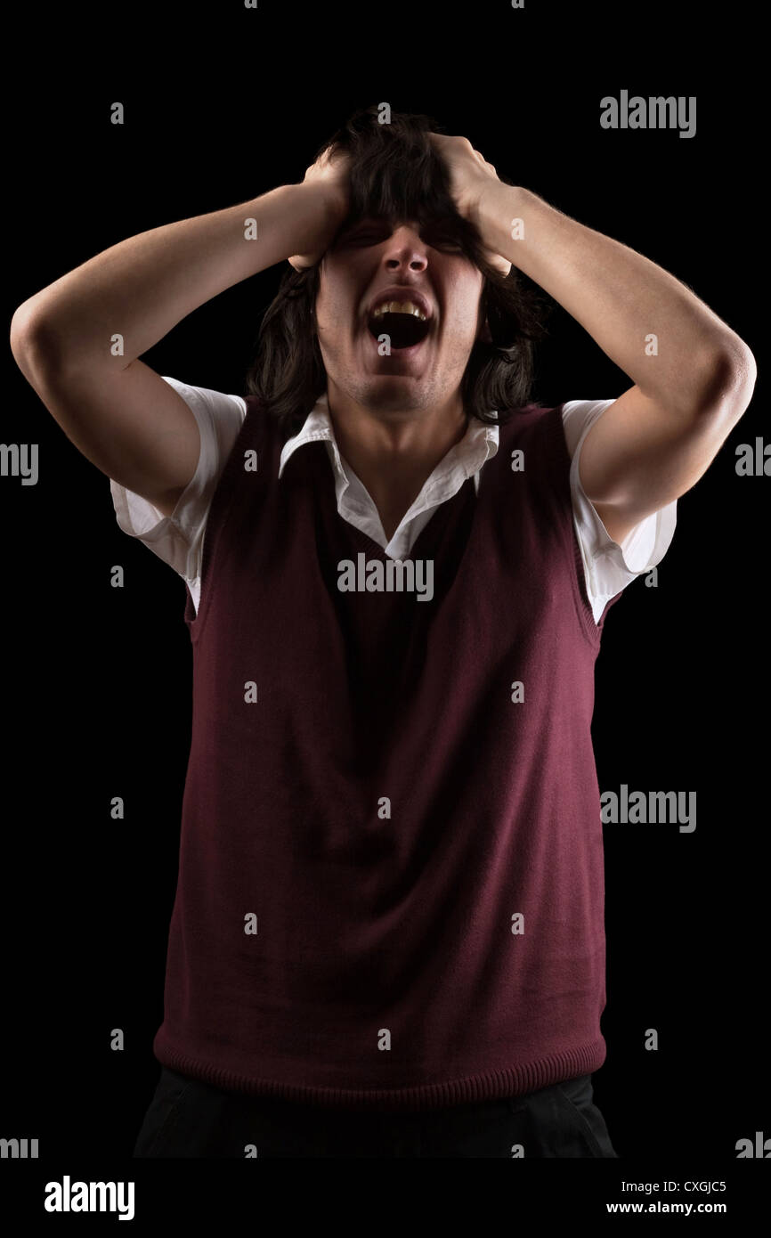 Crazy horror man in black hi-res stock photography and images - Alamy