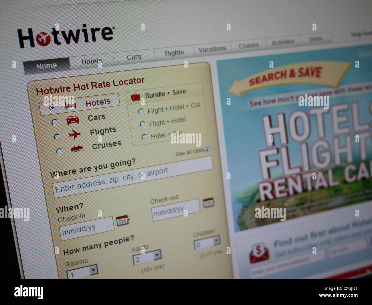 hotwire.com online vacation flight hotel booking Stock Photo - Alamy