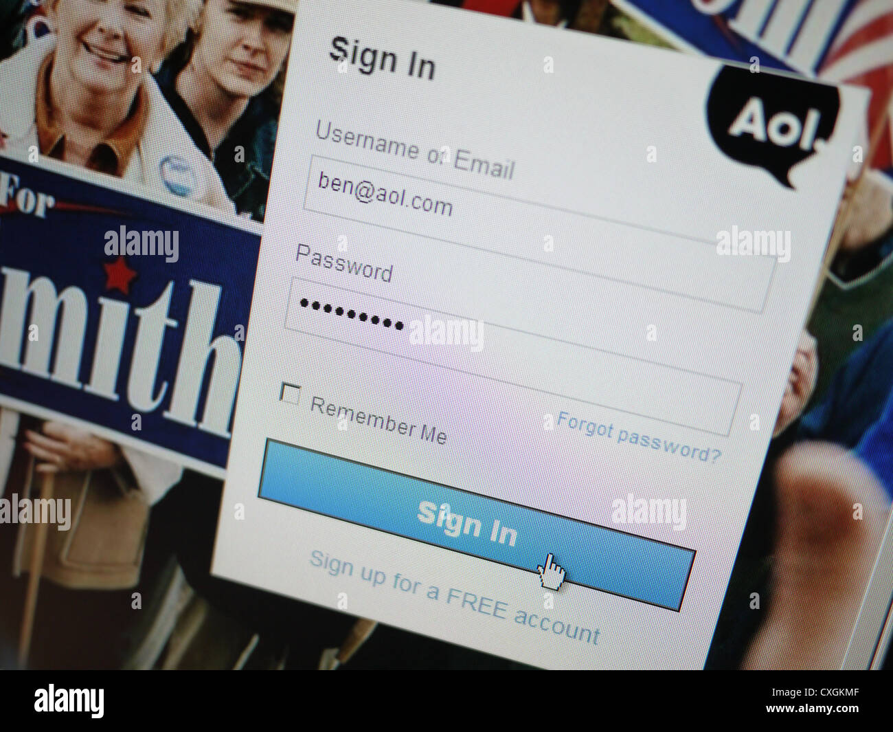 Aol signin webpage hi-res stock photography and images - Alamy