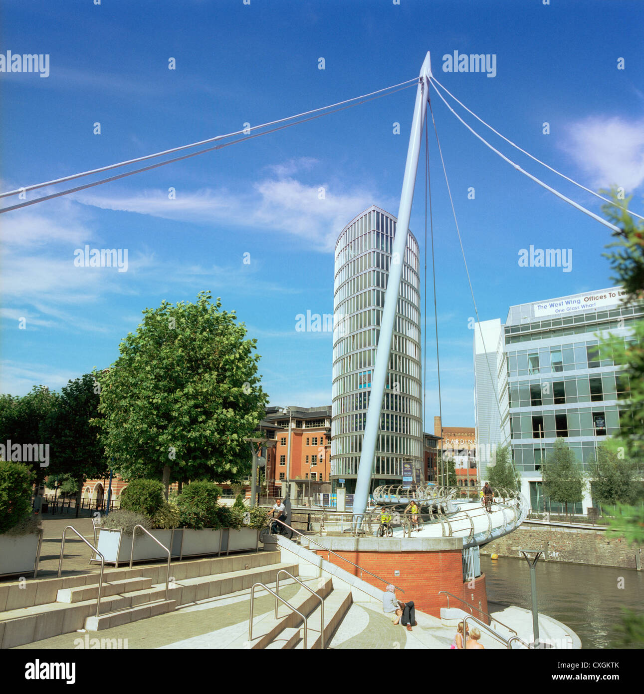 Temple Quay ferry landing and Valentine bridge Bristol, England Stock ...
