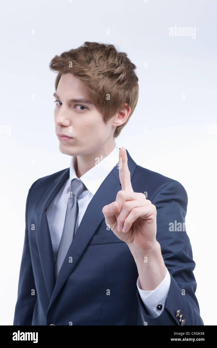 businessman showing his index finger Stock Photo - Alamy