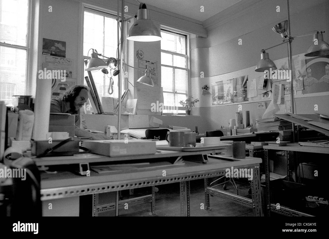 Member of the British Archigram team Ron Herron working in the ...