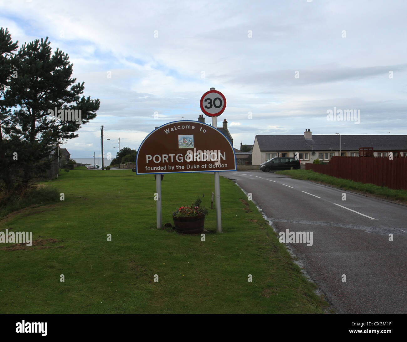 Welcome to Portgordon sign Scotland September 2012 Stock Photo - Alamy