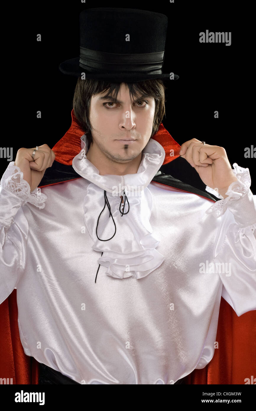 man in a suit of Count Dracula Stock Photo - Alamy