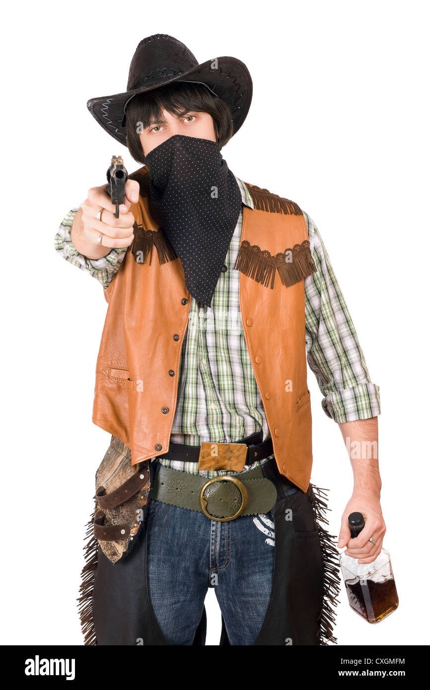 Portrait of cowboy with a gun Stock Photo - Alamy