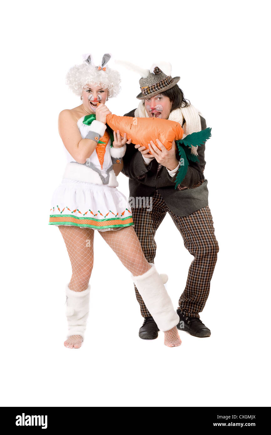 Rabbit costume man woman Cut Out Stock Images & Pictures - Alamy
