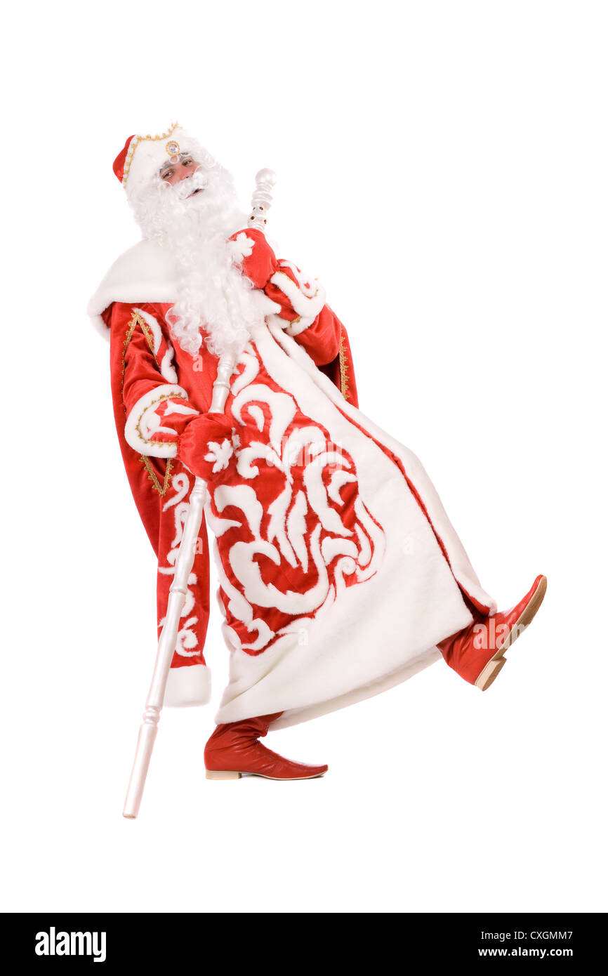 Funny Ded Moroz with a stick Stock Photo - Alamy