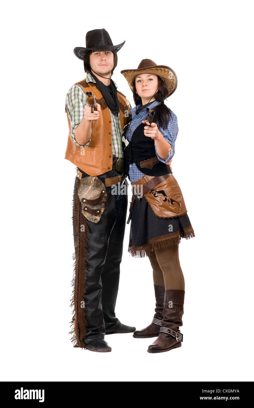 Young cowboy cowgirl guns hi-res stock photography and images - Alamy