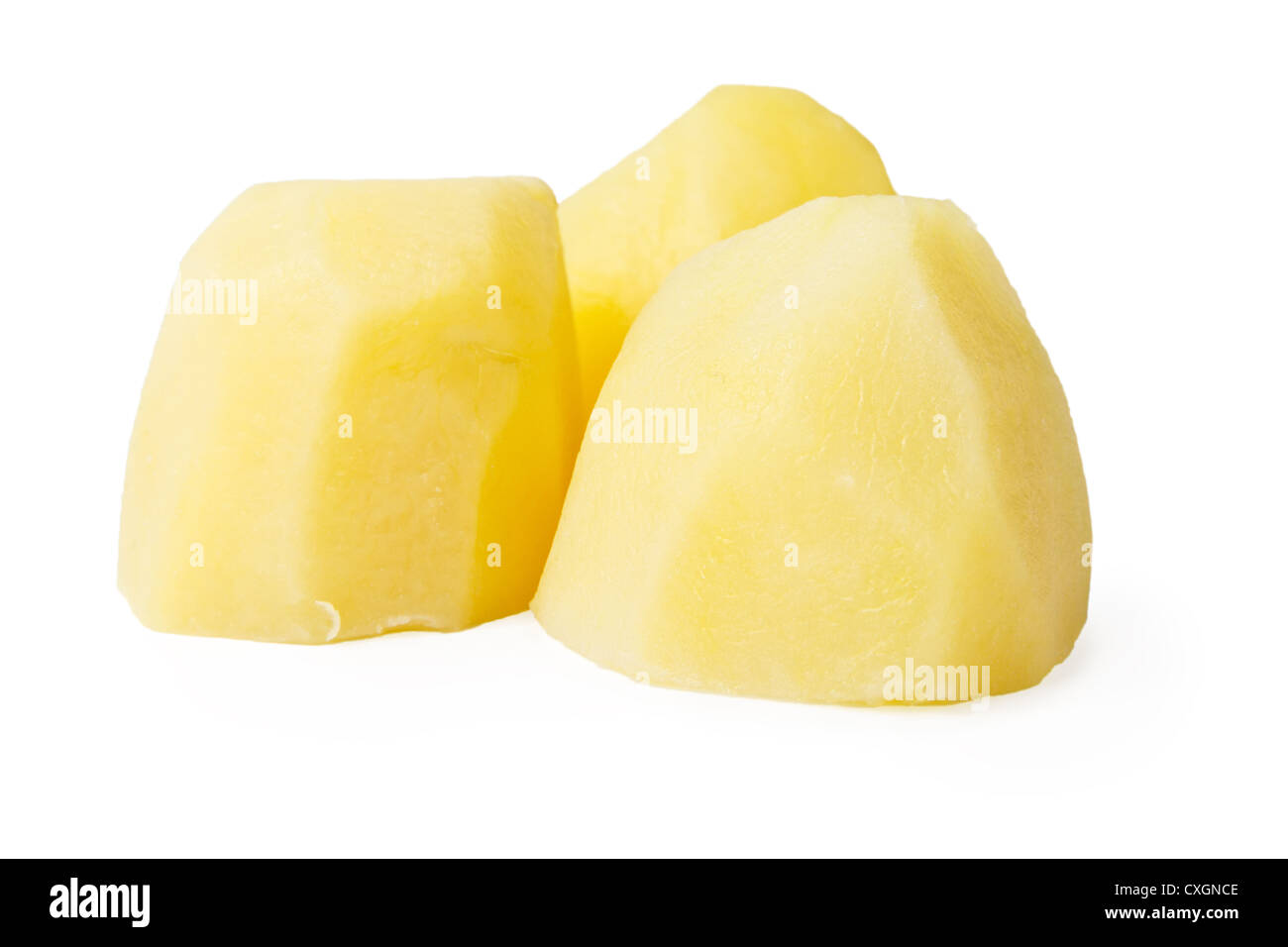 boiled potato pieces isolated on white Stock Photo - Alamy
