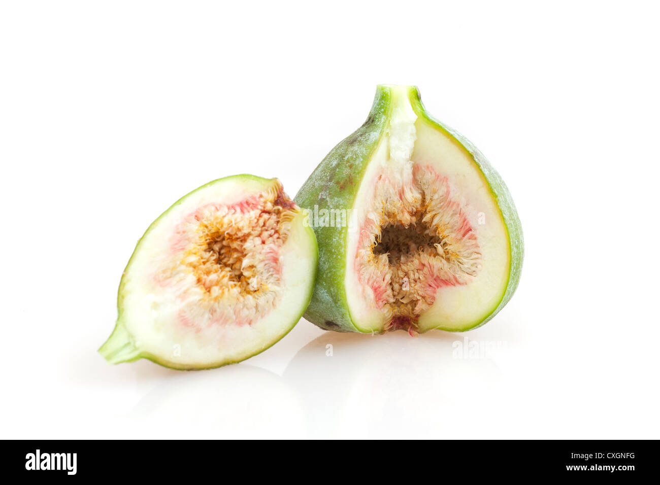 Fig with section cut out isolated on white background horizontal ...