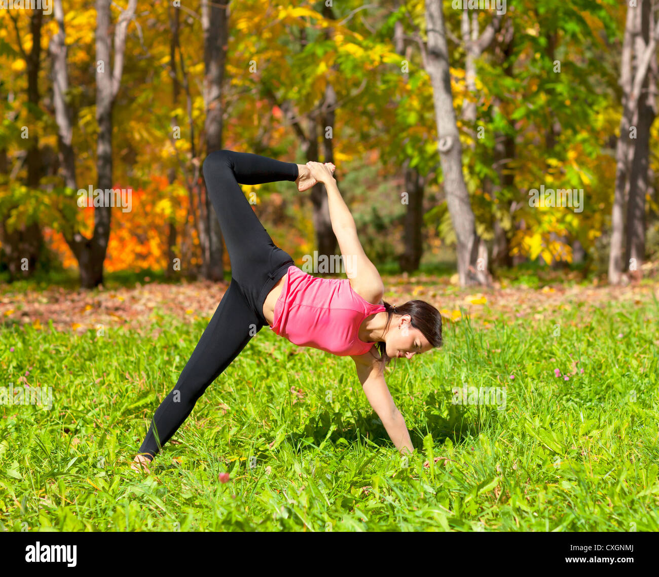 Yoga Ardha Chandra chapasana pose Stock Photo - Alamy
