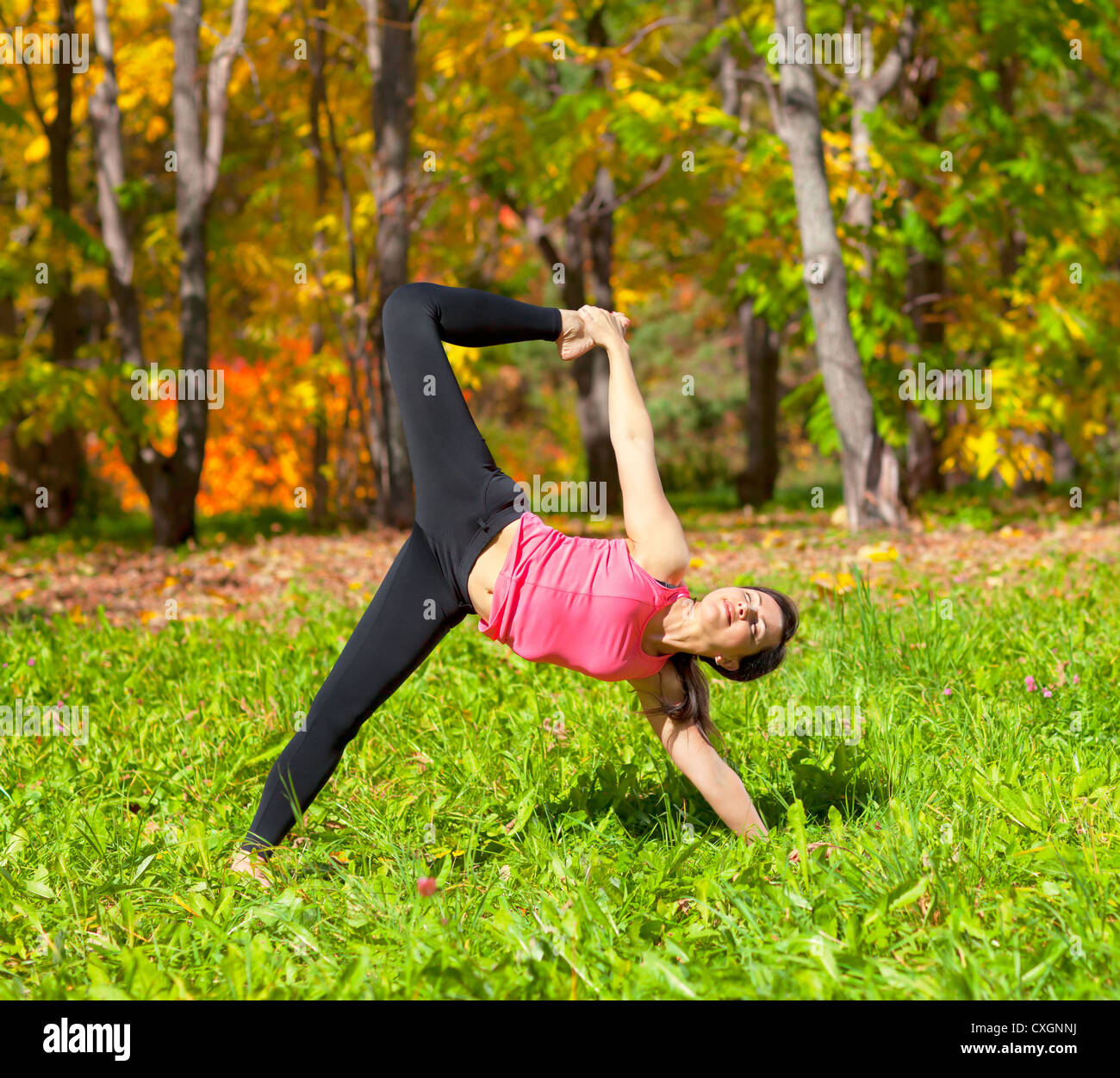 Yoga Ardha Chandra chapasana pose Stock Photo - Alamy