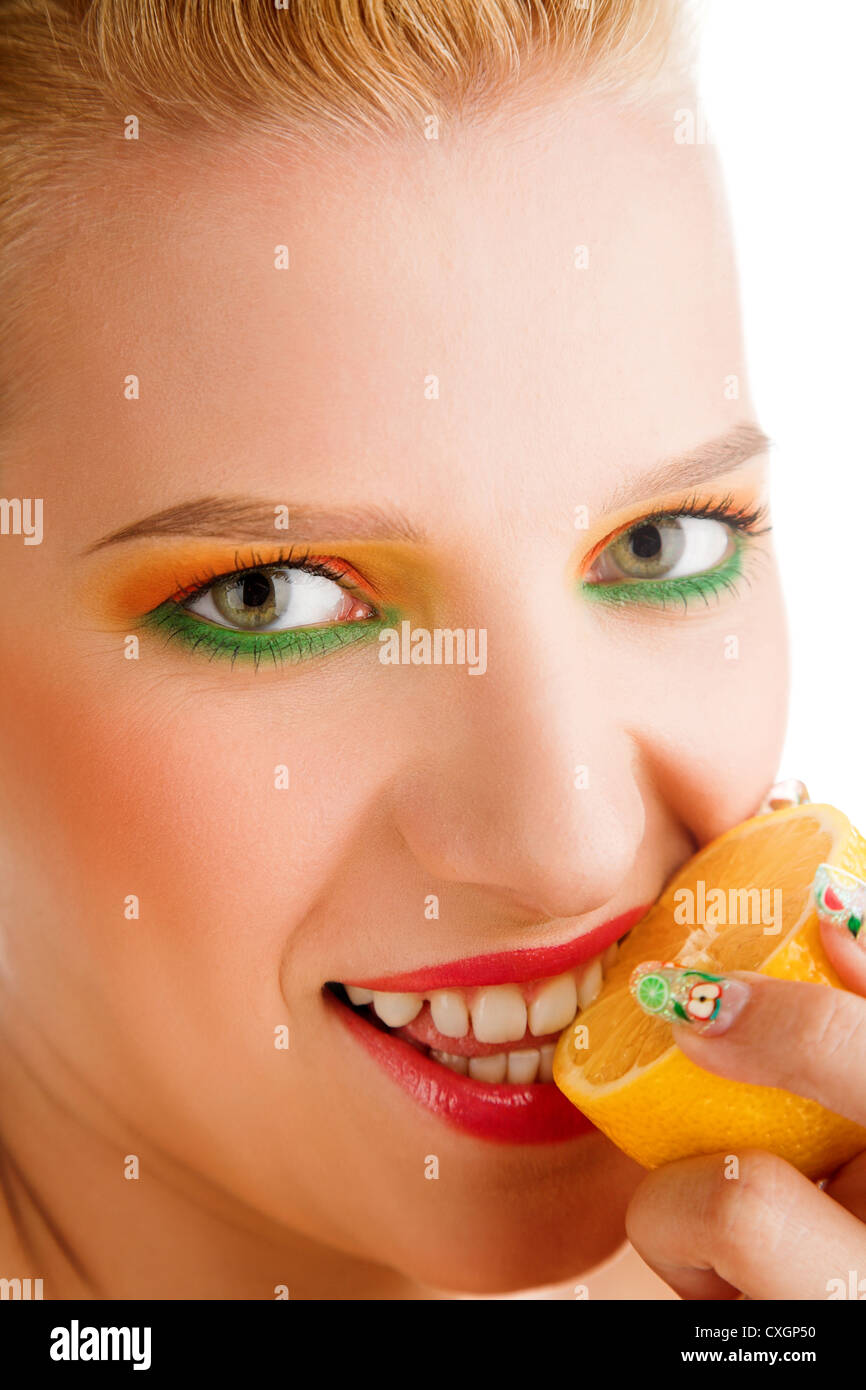 woman with lemon Stock Photo - Alamy