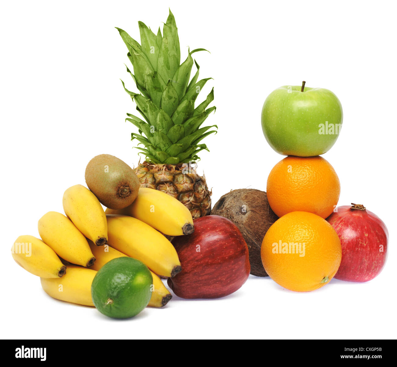 Colorful fresh fruits isolated on white background Stock Photo - Alamy