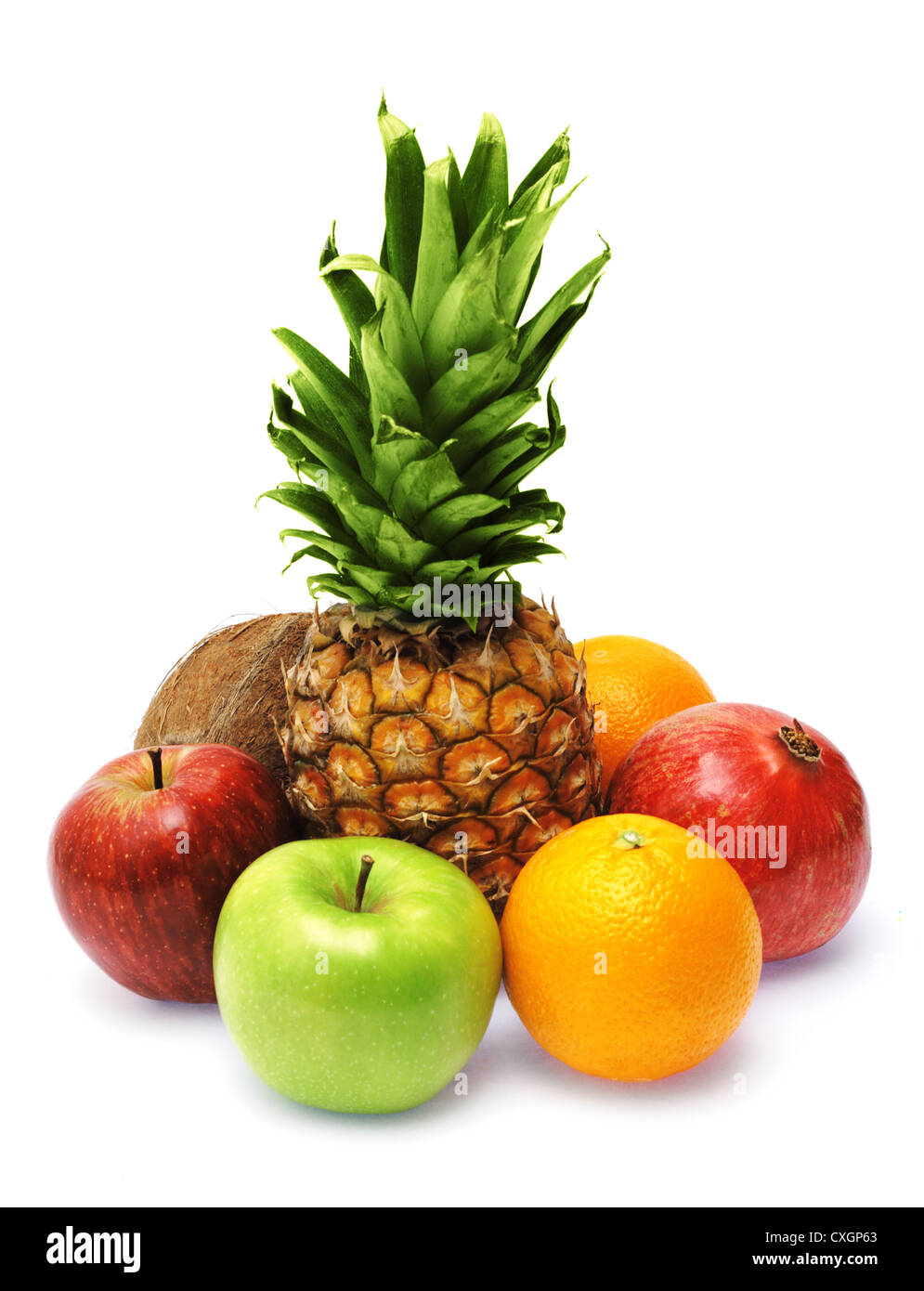 Colorful fresh fruits isolated on white background Stock Photo - Alamy