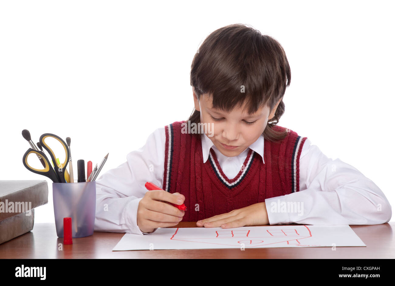 boy drawing house Stock Photo - Alamy