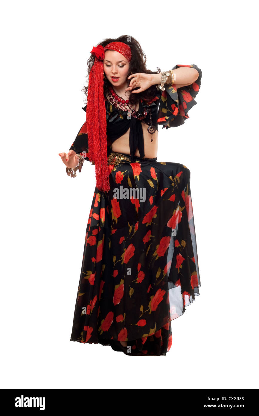 Sensual gypsy woman in a black skirt Stock Photo - Alamy