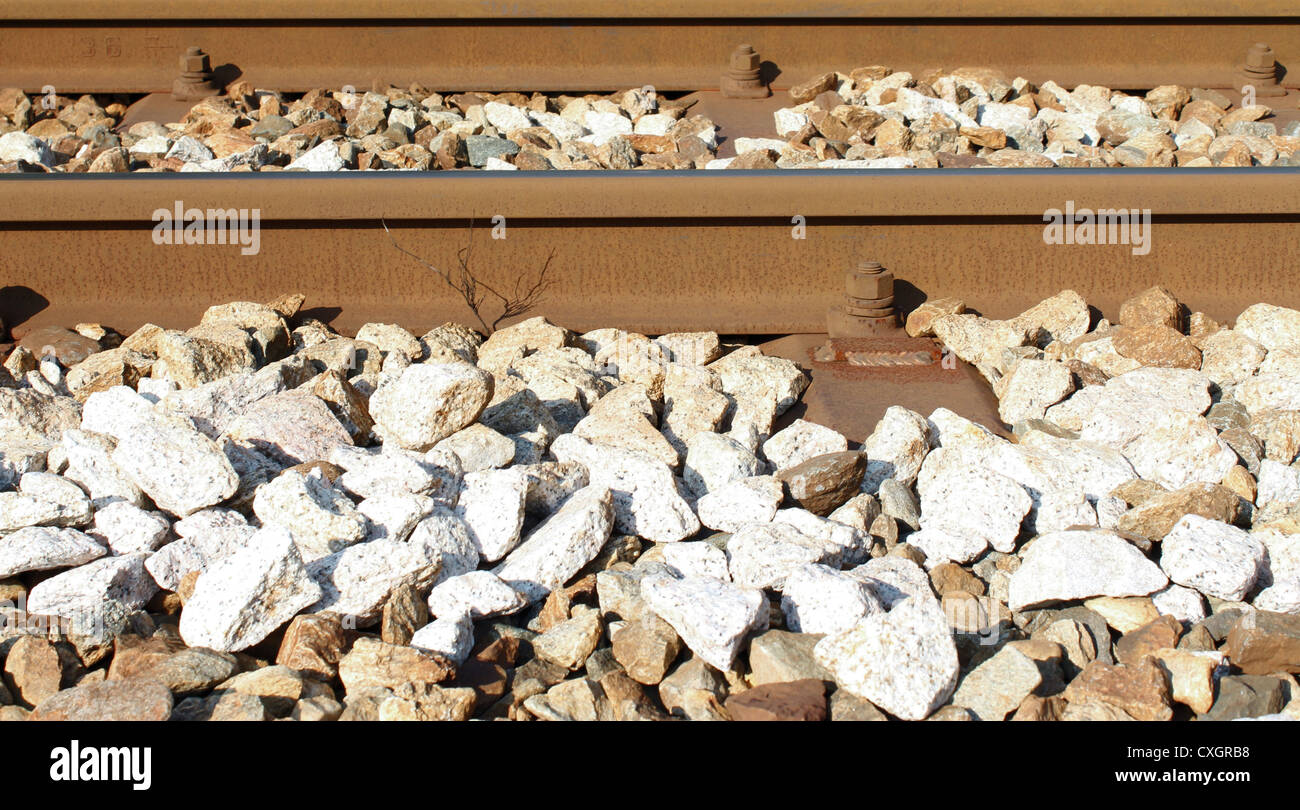 Detail of stones for the construction of the railway line horizontal ...