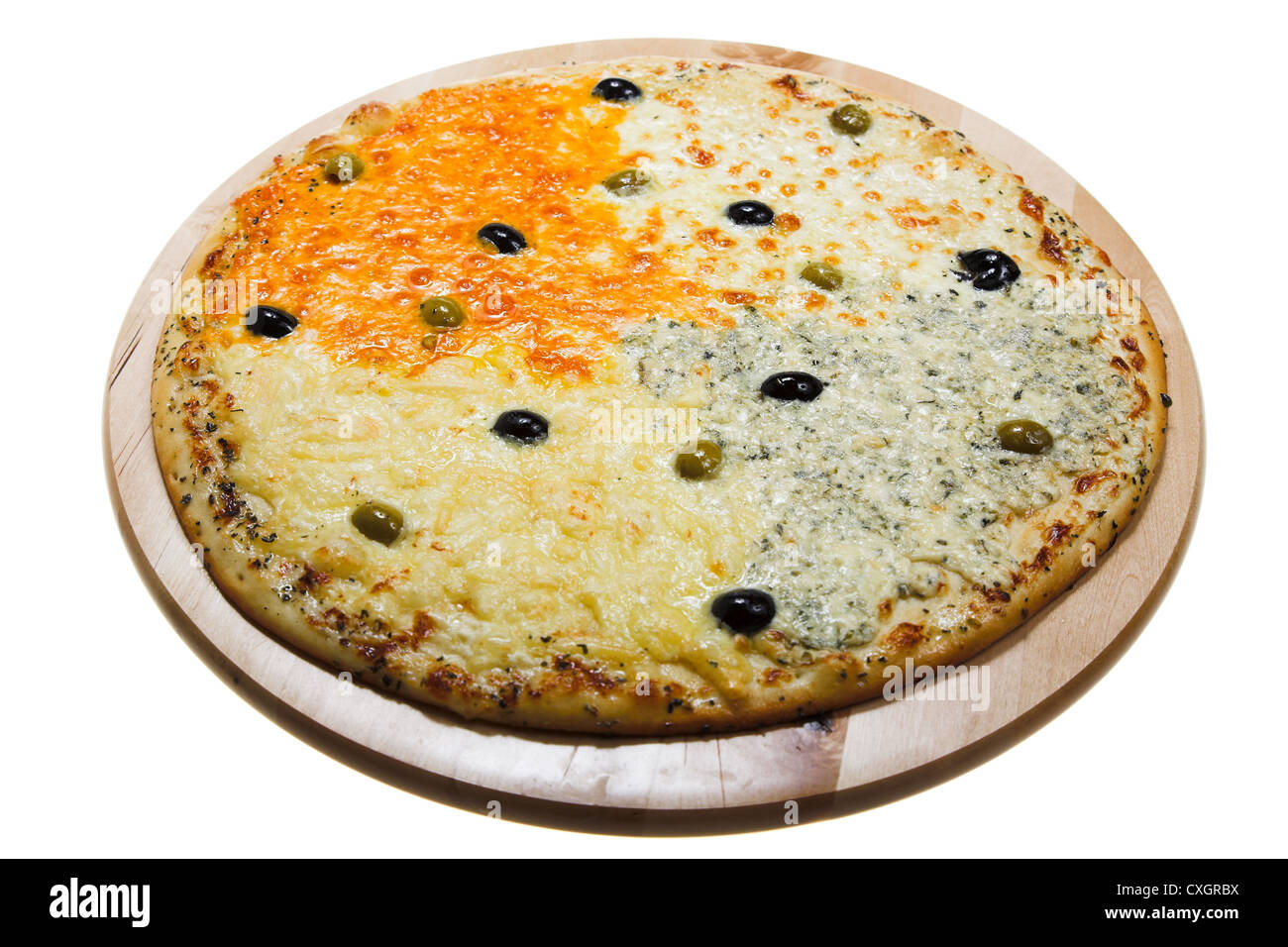Four cheese pizza Stock Photo - Alamy
