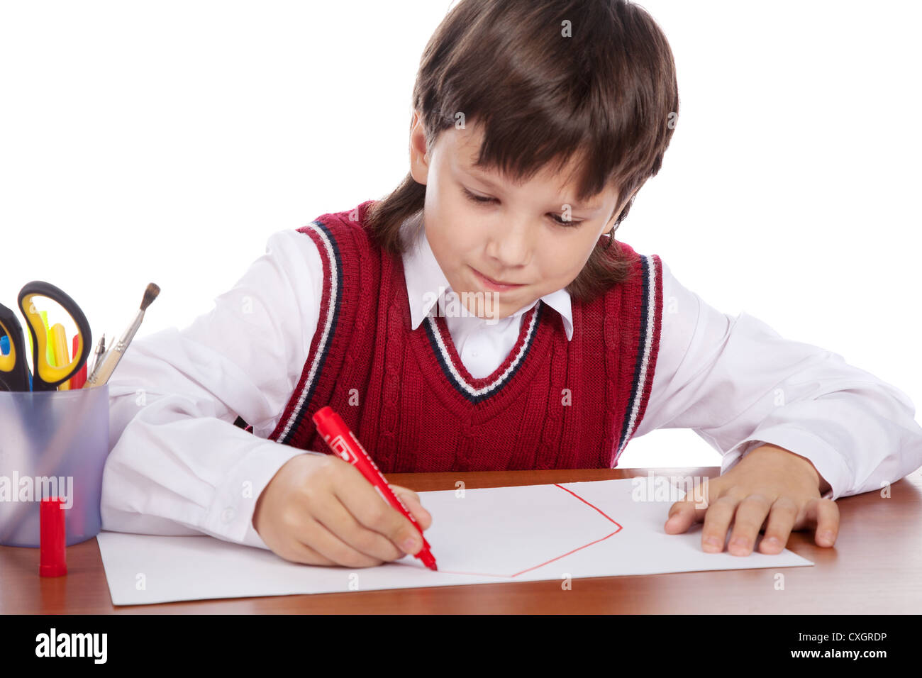 boy drawing house Stock Photo - Alamy