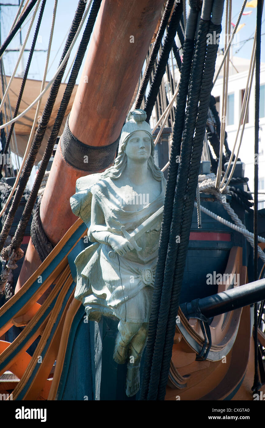 Figurehead on Tall Sailing Ship in Harbour of San Diego California USA ...