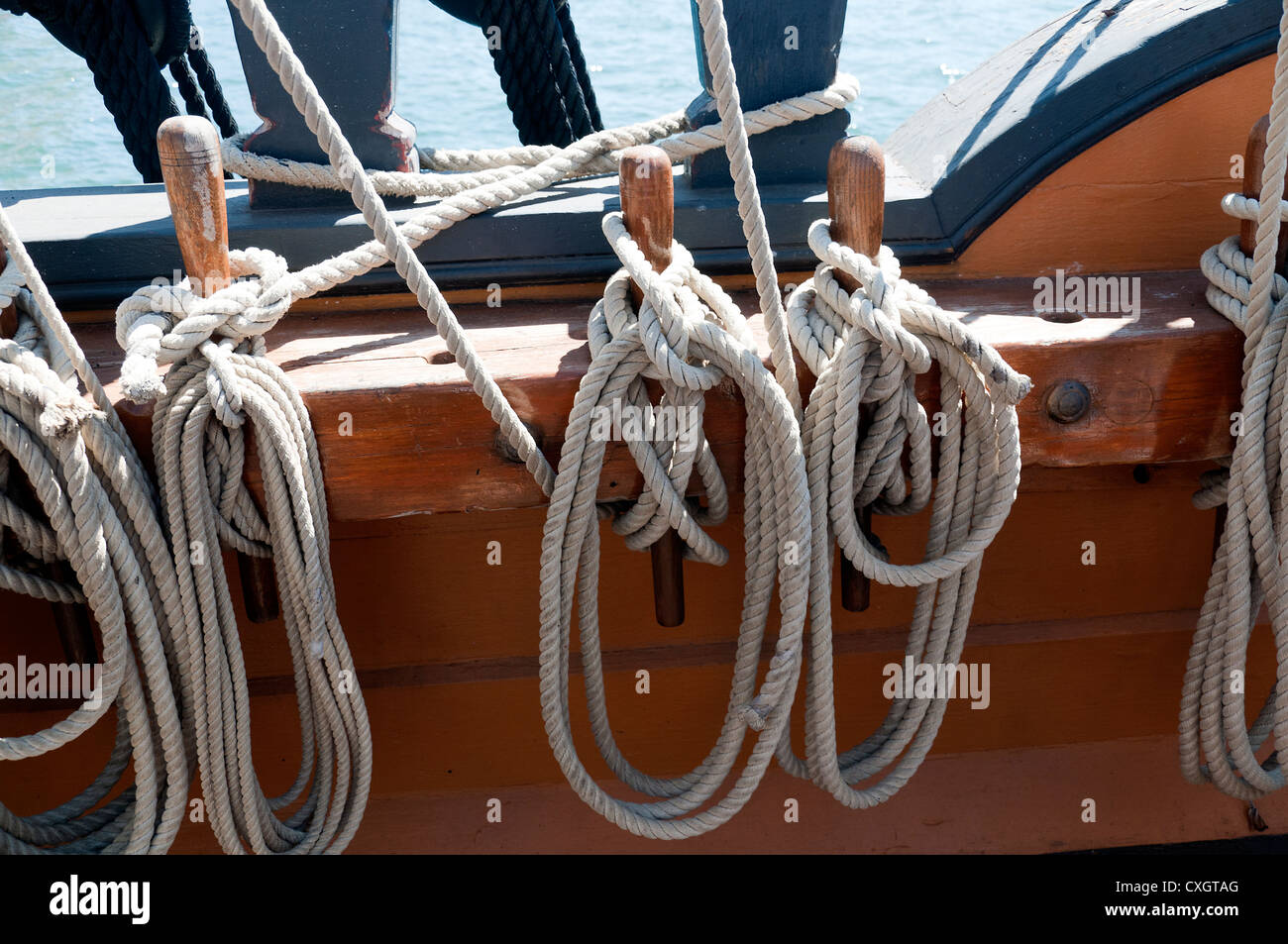 Ropes on Tall Sailing Ships in Harbour of San Diego California USA ...