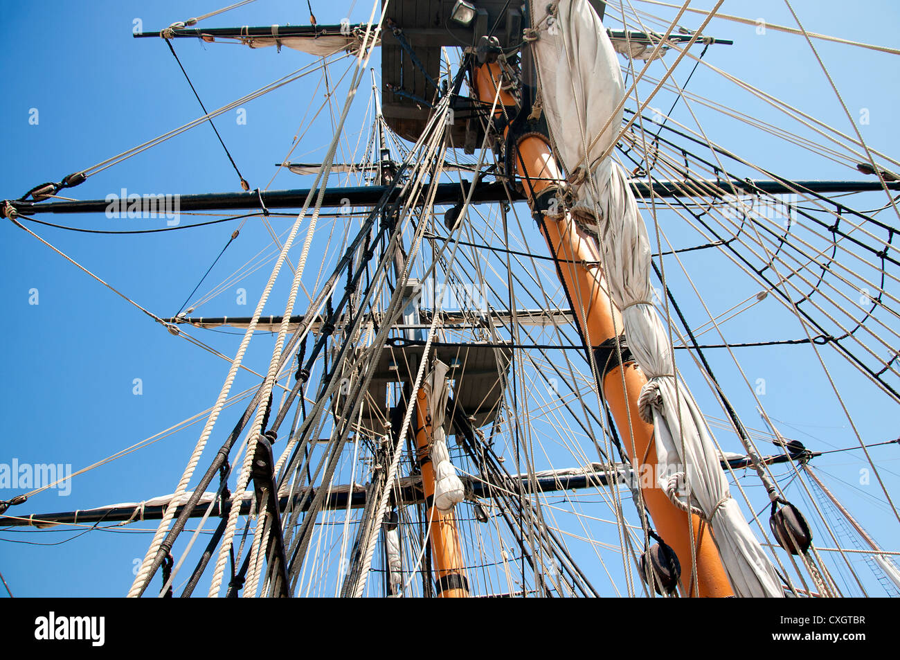 Rigging on Tall Sailing Ship in Harbour of San Diego California USA ...