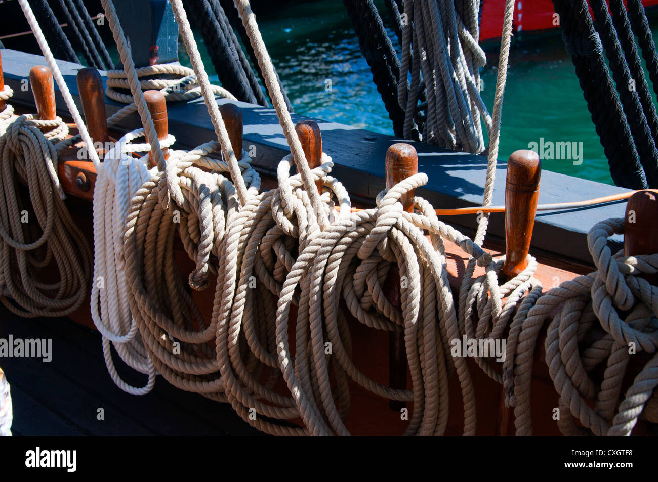 Ropes on Tall Sailing Ships in Harbour of San Diego California USA ...