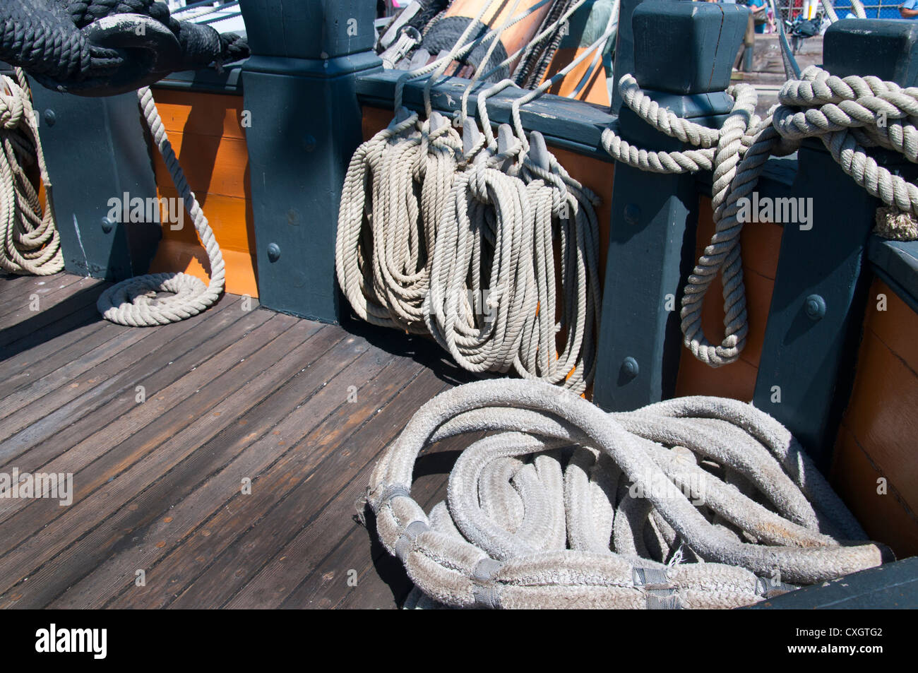 Ropes on Tall Sailing Ships in Harbour of San Diego California USA ...