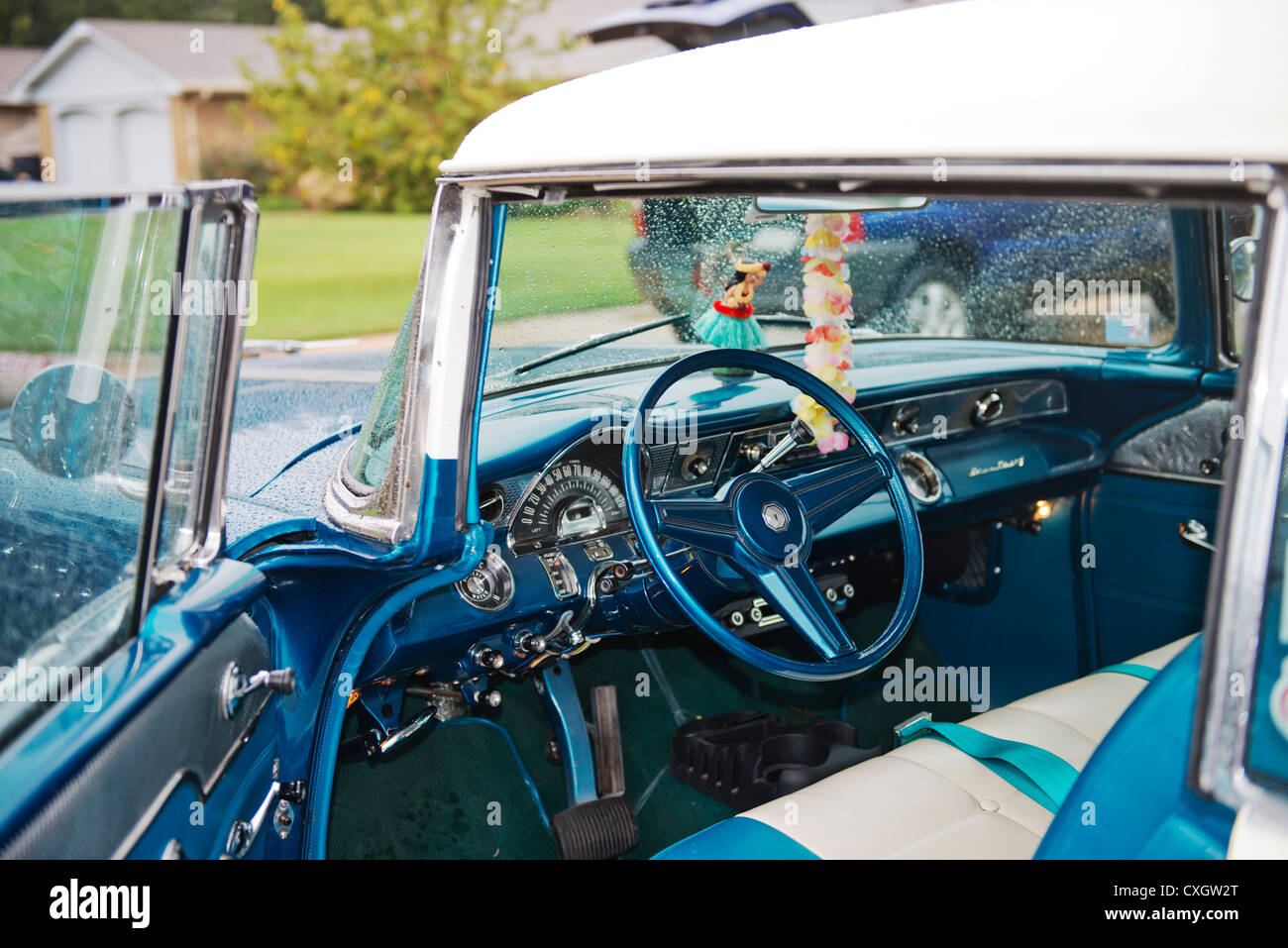 The dash of a classic restored 1955 Pontiac Star Chief two-door ...