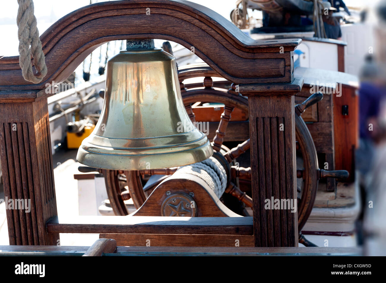 Bell on Tall Sailing Ship in Harbour of San Diego California USA Stock ...