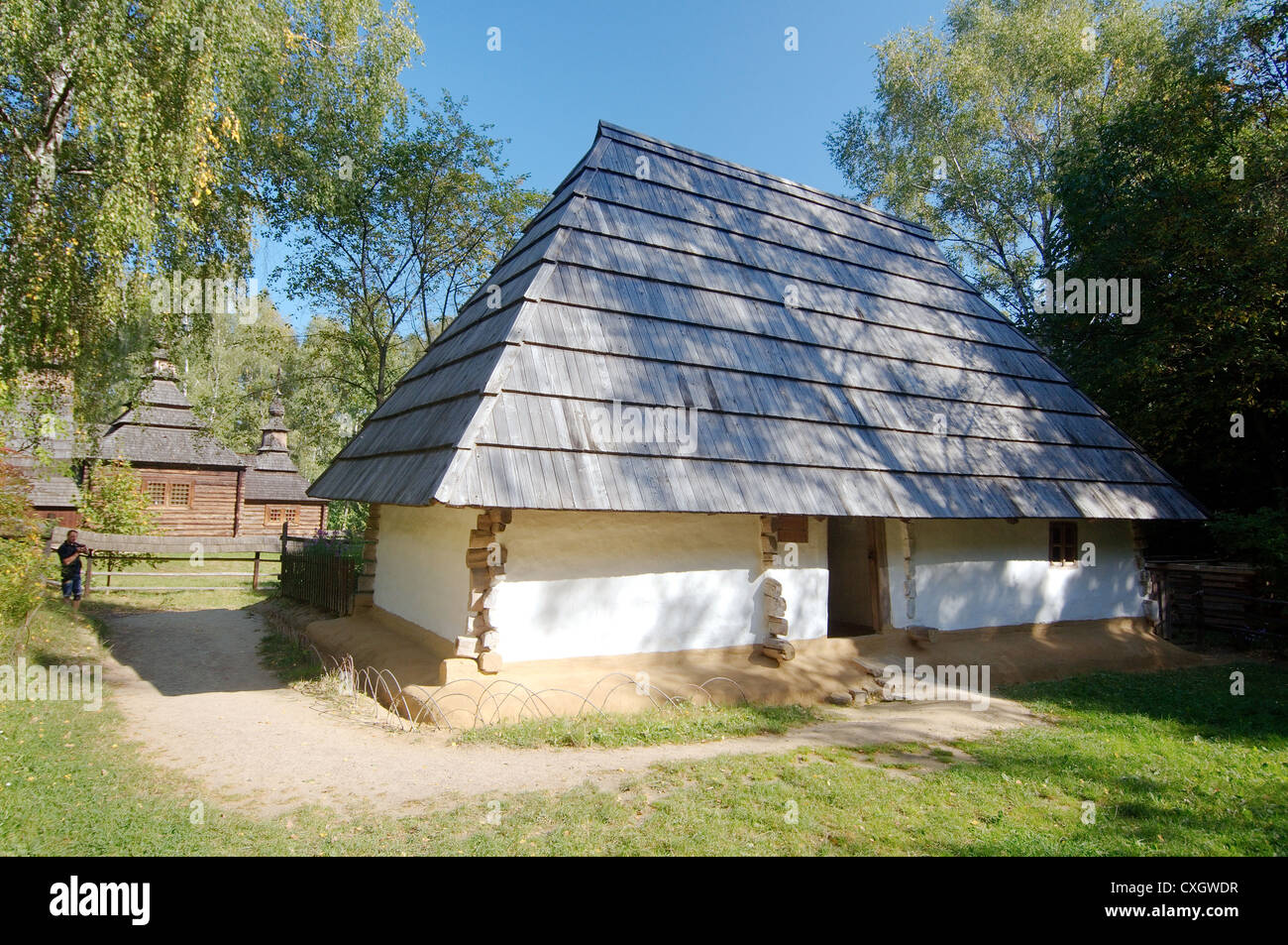 Wattle and daub, Ukrainian log hut, Lviv, Ukraine, Eastern Europe Stock ...