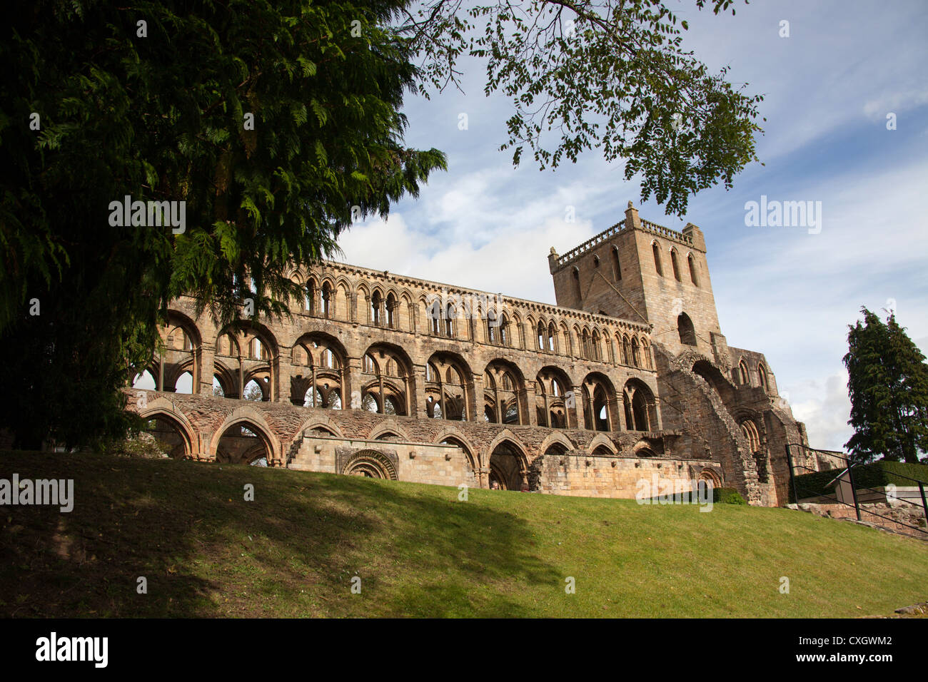 Town of Jedburgh, Scotland. The south elevation of the early 12th ...
