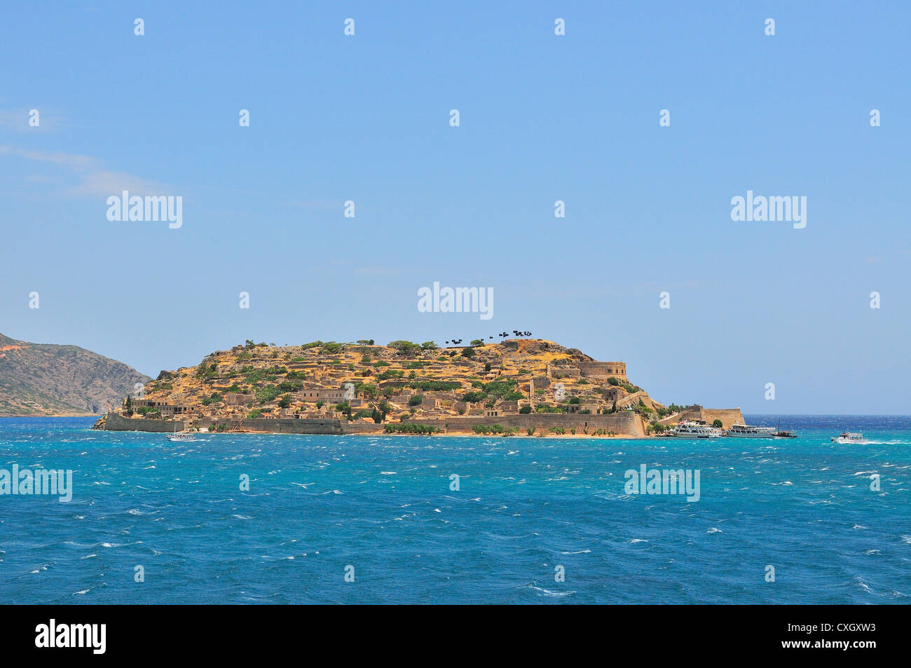Spinalonga, Crete,Greece seen from the village of Plaka on the mainland ...