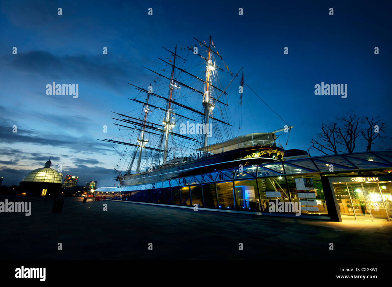 Newly renovated Cutty Sark tea clipper ship at Greenwich London UK ...