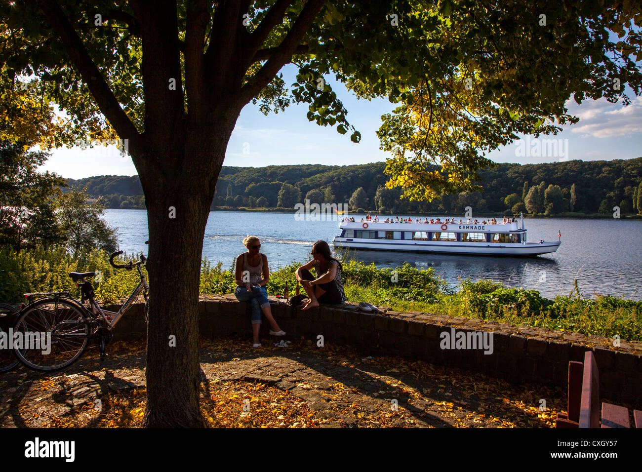 Kemnader See, lake, reservoir of river Ruhr. Tour boat. Hattingen ...