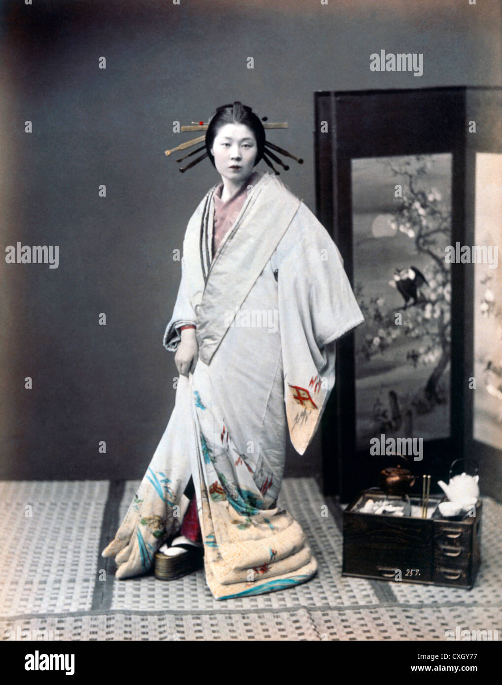 Japanese Woman Portrait, Hand Colored Albumen Photograph, Circa 1870 ...