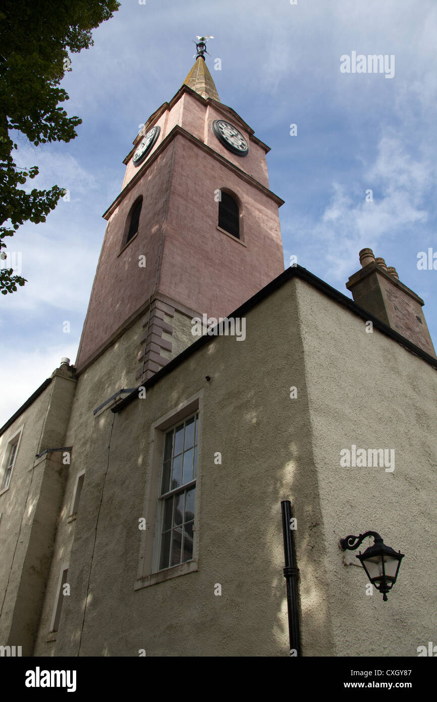 Town of Jedburgh, Scotland. The 18th century clock and bell tower on ...