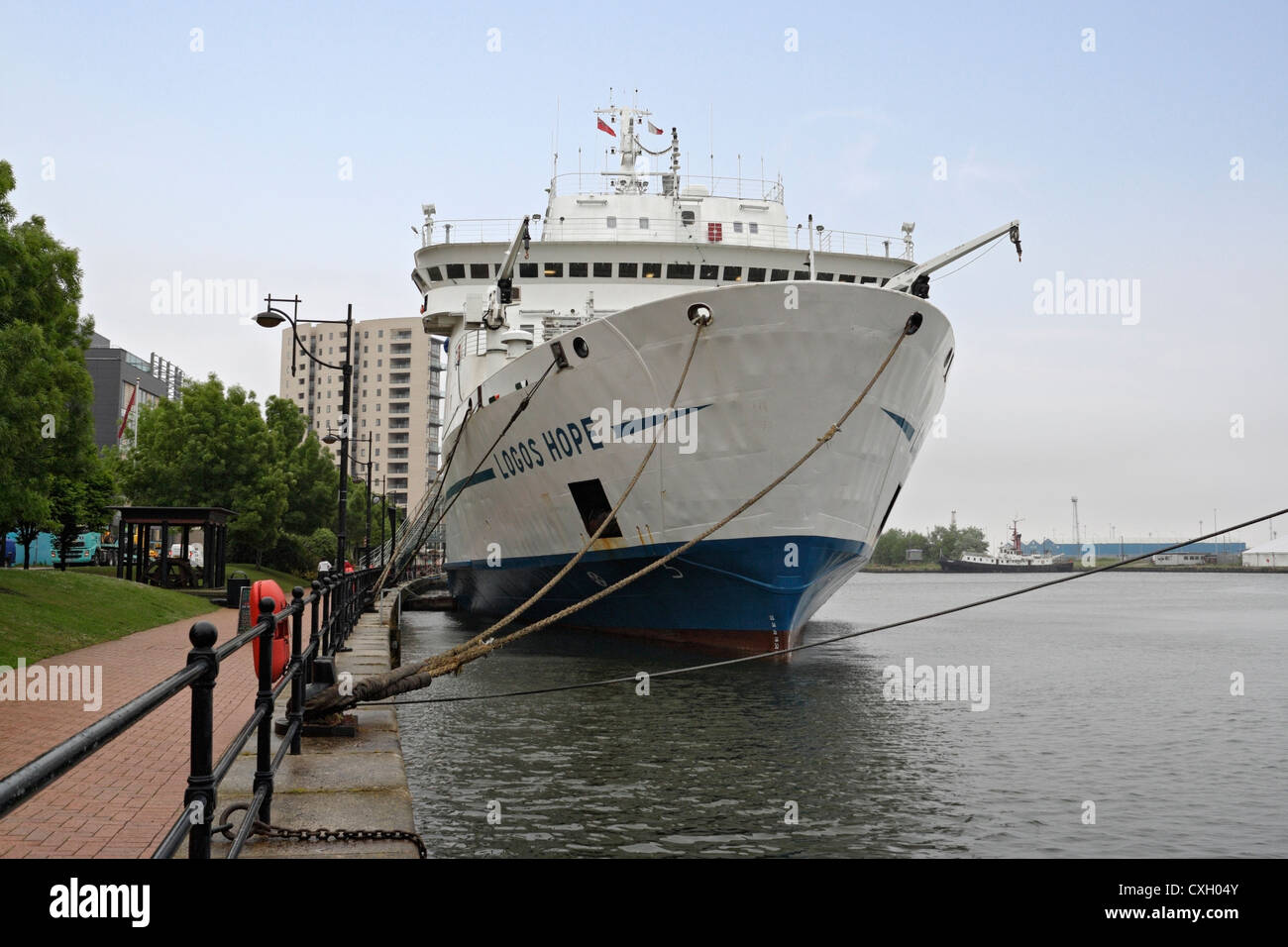 Cruise ship the "Logos Hope" docked at Cardiff docks Wales UK Stock ...