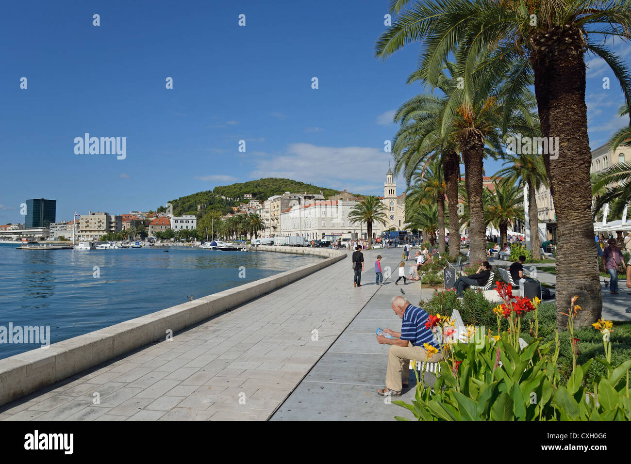 Seafront promenade on The Riva Waterfront, Split, Split-Dalmatia County ...