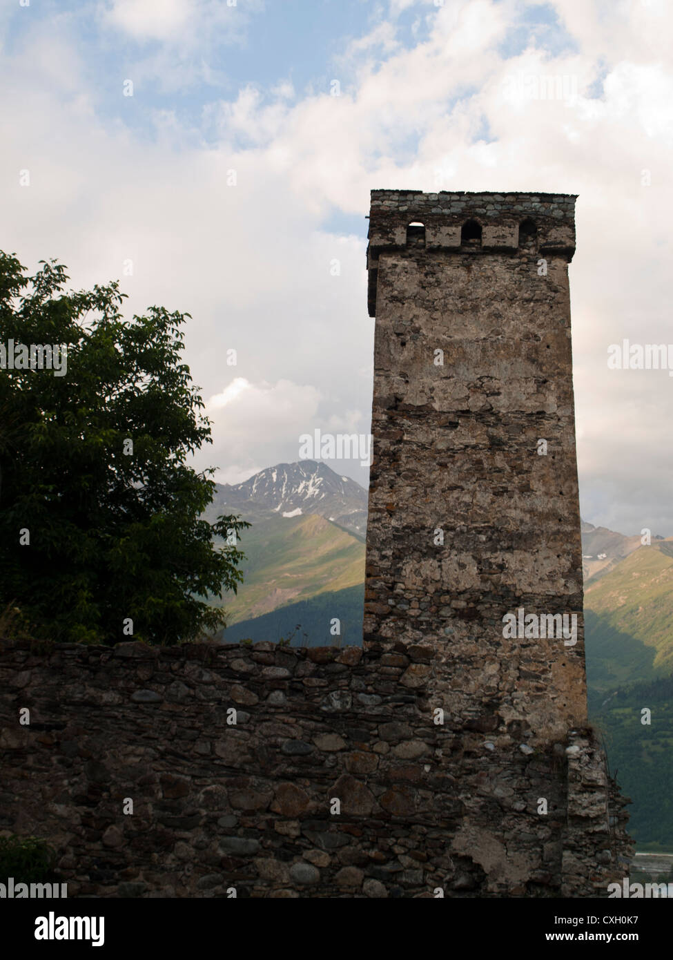Mestia defensive towers, koshkebi Stock Photo - Alamy
