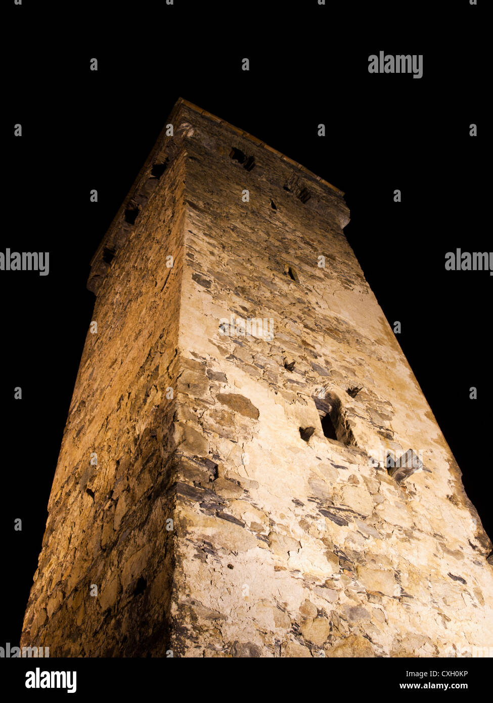 Koshkebi, defensive towers, in Mestia, Svaneti Stock Photo - Alamy