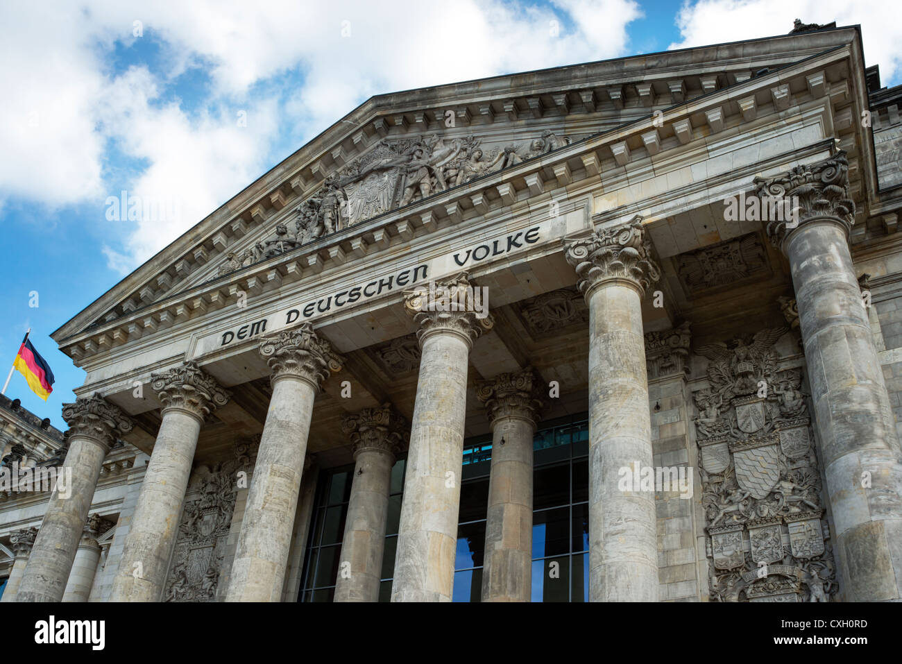 Detail of the Reichstag building, home of the german parliament, Berlin ...